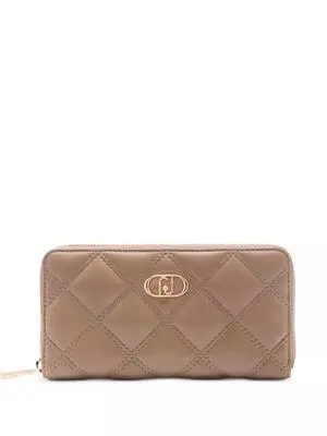 Liu Jo Monogram-plaque Quilted Wallet - Neutrals