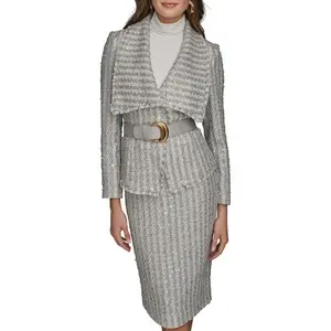 Donna Karan New York Wide Lapel Sequin Tweed Jacket