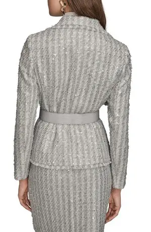 Donna Karan New York Wide Lapel Sequin Tweed Jacket