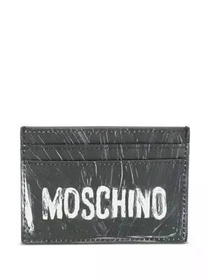 Moschino Logo Leather Card Holder - Black
