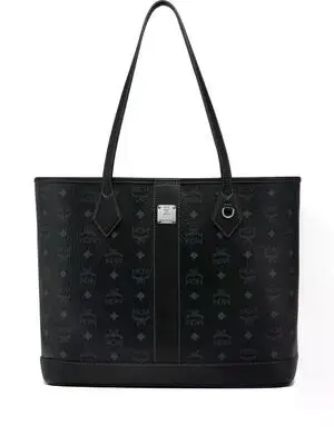 Mcm Logo-plaque Tote Bag - Black