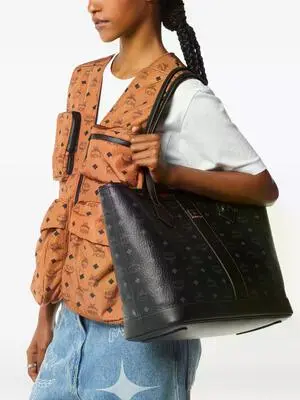 Mcm Logo-plaque Tote Bag - Black