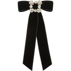 JENNIFER BEHR Kinley Crystal Velvet Bow Barrette - Black