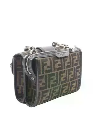 Fendi 2000-2010 Zucca Canvas Double Baguette Crossbody Bag - Brown