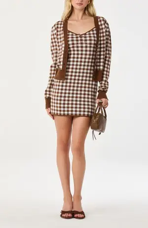 Astr The Label Gingham Cardigan