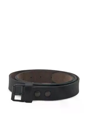 IBRIGU Topstitched Leather Belt - Black