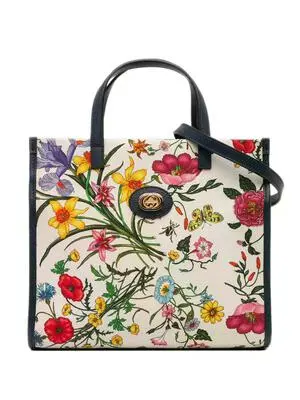Gucci Flora Canvas Satchel - Blue