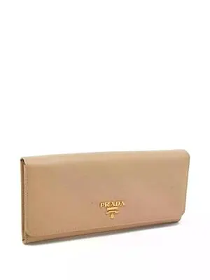 Prada Saffiano Logo-plaque Wallet - Neutrals