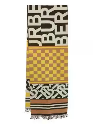 Burberry Checkerboard-pattern Scarf - Brown