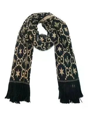 Gucci Gg Bee Jacquard Shawl - Black