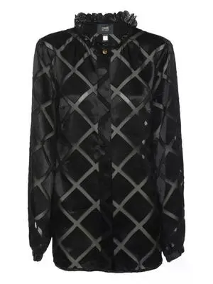 Roberto Cavalli Diamond Pattern Ruffle Blouse
