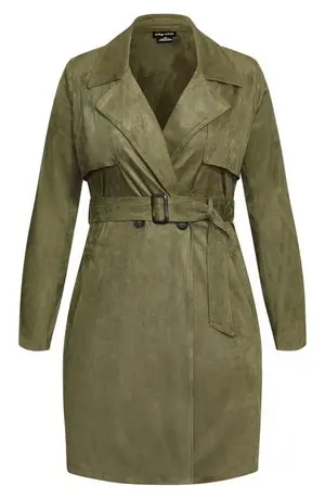 City Chic Faux Suede Trench Coat
