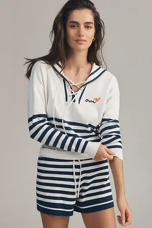 Sundry Lace-up Long-sleeve Pullover