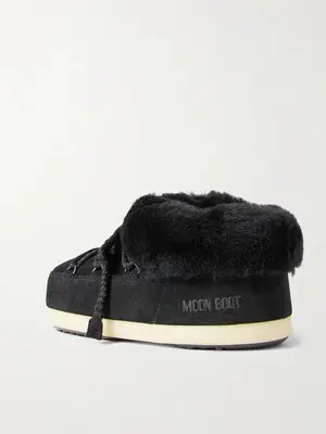 Moon Boot Evx Shearling-trimmed Suede Mules
