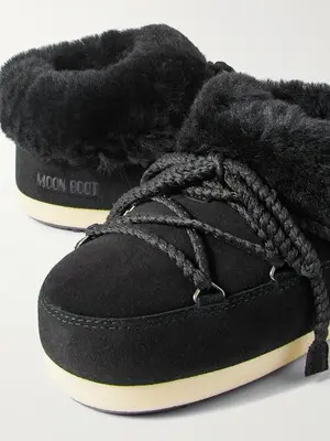 Moon Boot Evx Shearling-trimmed Suede Mules