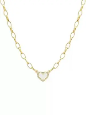JENNIFER MEYER Edith Diamond And Pearl Heart Necklace - Gold
