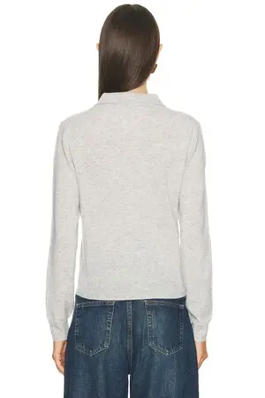 Renggli Cashmere Long Sleeve Polo - Cloudy