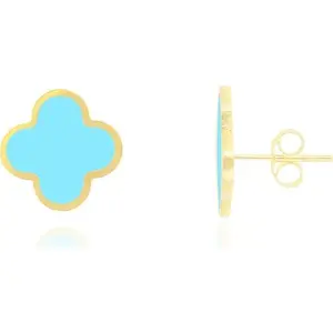 THE LOVERY FINE JEWELRY Clover Stud Earrings - Turquoise