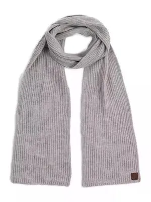 Eleventy Logo-patch Ribbed Scarf - Grey