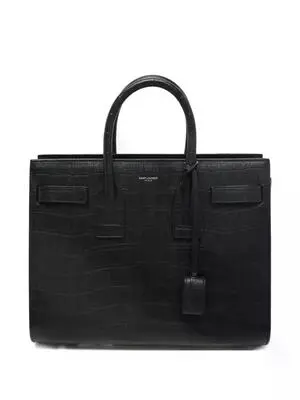 Saint Laurent Sac De Jour Croc-embossed Leather Tote Bag - Black