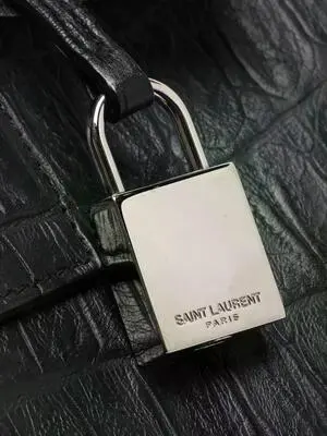 Saint Laurent Sac De Jour Croc-embossed Leather Tote Bag - Black