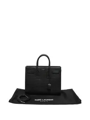 Saint Laurent Sac De Jour Croc-embossed Leather Tote Bag - Black
