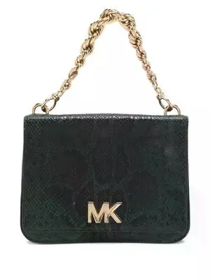 Michael Kors Python-embossed Chain-link Shoulder Bag - Green