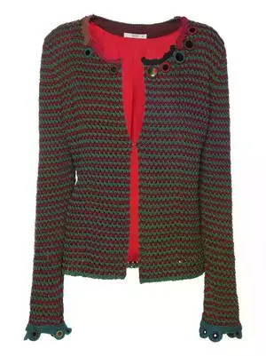 Prada Mirror Detailing Tweed Jacket - Green
