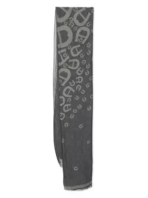 AIGNER Logo-print Fringed Scarf - Grey