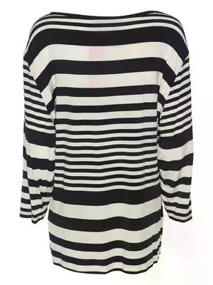ELENA MIRO` Stripe-pattern T-shirt With Crystal Embellishments