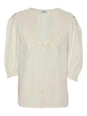 Sandro Striped Lace Blouse