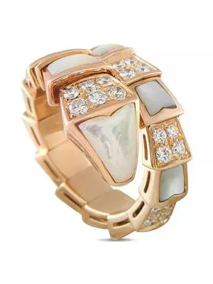 BVLGARI Diamond And Mother Of Pearl Serpenti Viper Ring - Pink