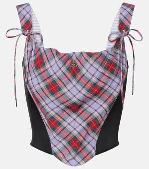 VIVIENNE WESTWOOD Puppy Tartan Linen And Mesh Bustier Top - Multicoloured