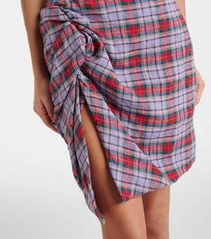 VIVIENNE WESTWOOD Panther Gathered Linen Miniskirt - Multicoloured