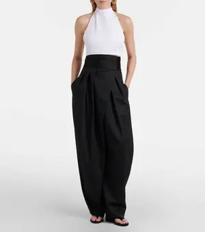 Alaïa Wool Wide-leg Pants - Black