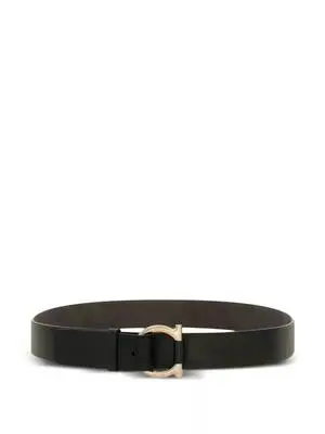 FERRAGAMO Logo-buckle Leather Belt - Black