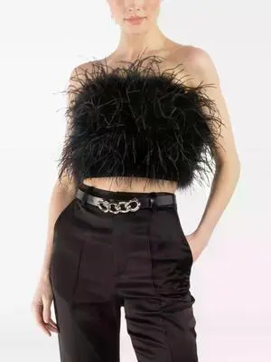 Lapointe Feather Strapless Top - Black