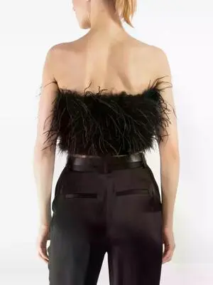 Lapointe Feather Strapless Top - Black