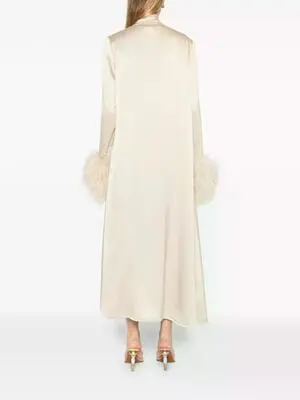 REEM AL DHAHERI Pleated Dress And Feather Coat Set