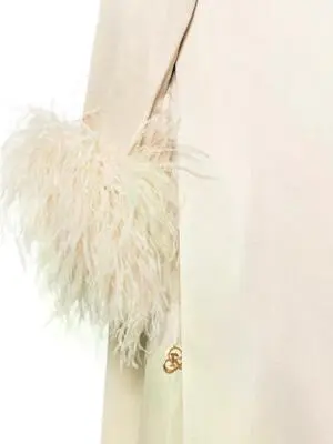 REEM AL DHAHERI Pleated Dress And Feather Coat Set