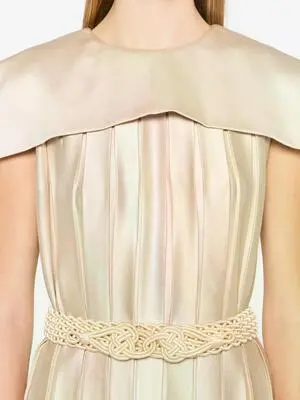REEM AL DHAHERI Pleated Dress And Feather Coat Set