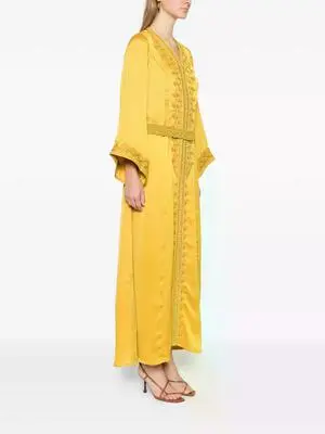 REEM AL DHAHERI Embroidered V-neck Midi Kaftan