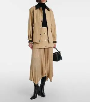 Veronica Beard Patricka Cotton Midi Skirt - Beige