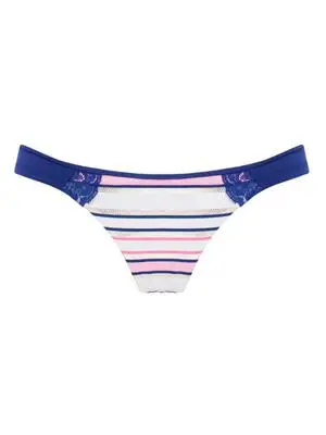 BEACH BUNNY Lace-detail Striped Bikini Bottom - Blue