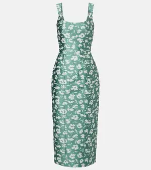 MARKARIAN Numa Brocade Midi Dress - Green