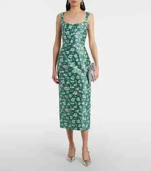 MARKARIAN Numa Brocade Midi Dress - Green