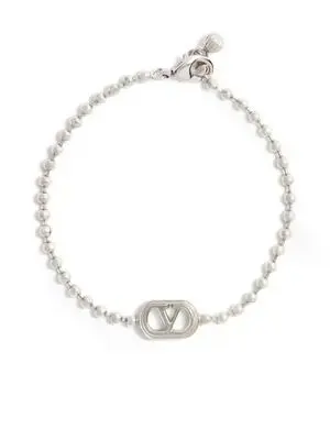 Valentino Garavani Ovalette Logo Metal Bracelet - Silver