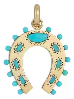 STORROW JEWELRY Holly Horseshoe Turquoise Pendant - Gold