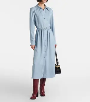 Gucci Interlocking G Belted Silk Shirt Dress