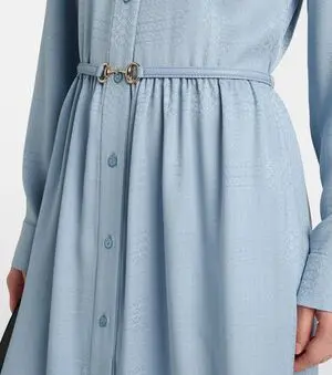 Gucci Interlocking G Belted Silk Shirt Dress
